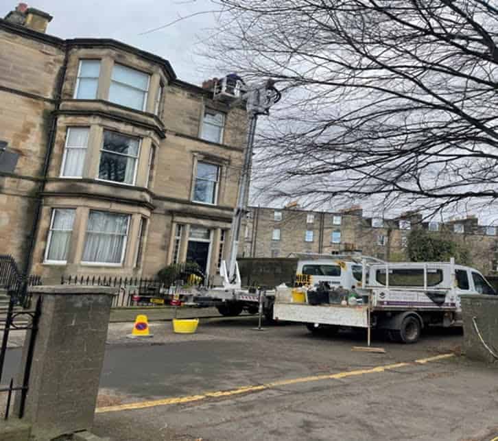 Cherry Picker For Stone Repairs By Edinburgh Stone Repair, Stonemasons
